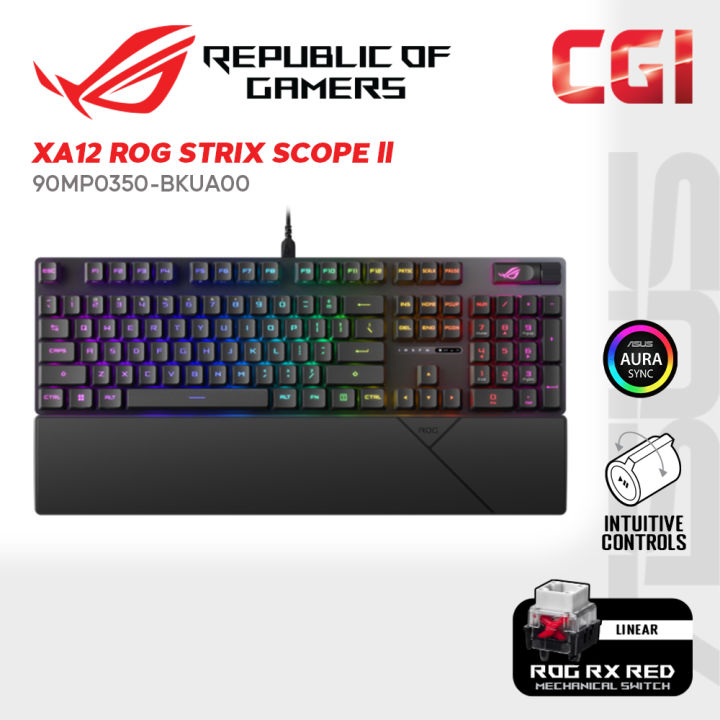 Asus XA12 ROG Strix Scope II RX ABS Doubleshot IP57 Aura Sync Ergonomic Wrist Rest Wired Gaming ...