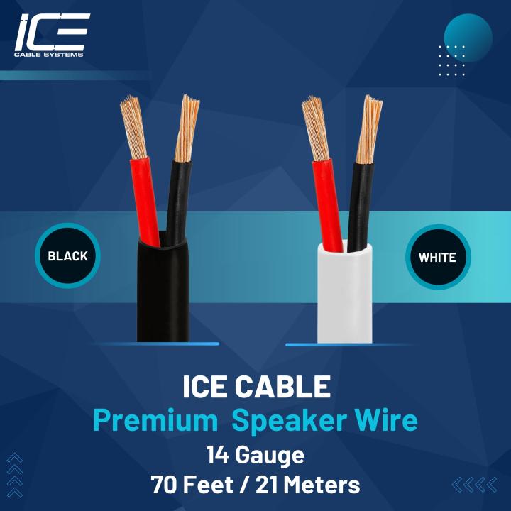 ICE CABLE speaker wire- 70 feet (21 meters) - 14 gauge – high quality, US brand ,audiophile ...