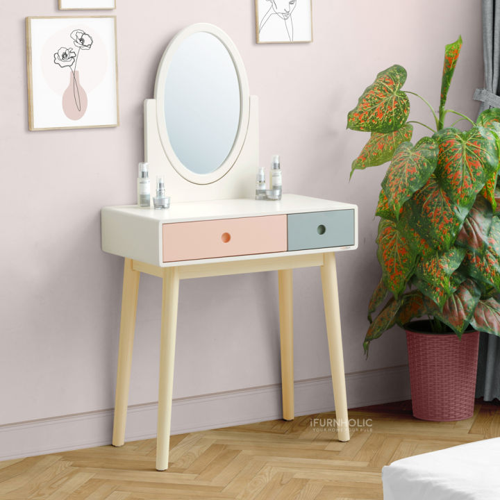 IFURNHOLIC Jovita Vanity Table | Meja Rias Kayu Aesthetic | Meja Make ...