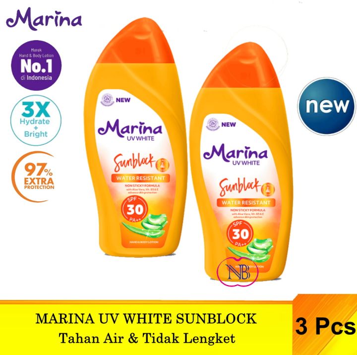 MARINA SUNBLOCK hand and body lotion uv white 85ml | Lazada Indonesia