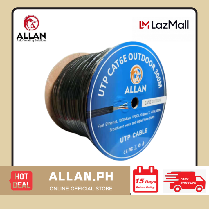 ALLAN Outdoor Cat6 300M Full Meter Outdoor UTP Cable CCA Cat6e Lan Cable For Pisowifi/Pisonet ...