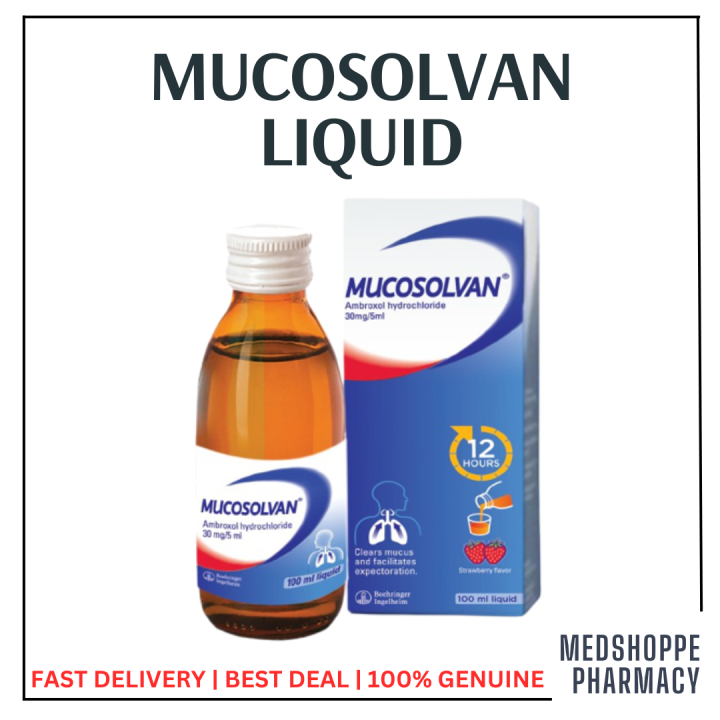 Mucosolvan Liquid 100ml (Strawberry Flavour) (Loosen phlegm) | Lazada