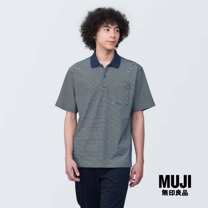 มูจิ เสื้อโปโลผ้าเจอร์ซีฟอก ผู้ชาย - MUJI Washed Jersey Polo Shirt | Lazada.co.th