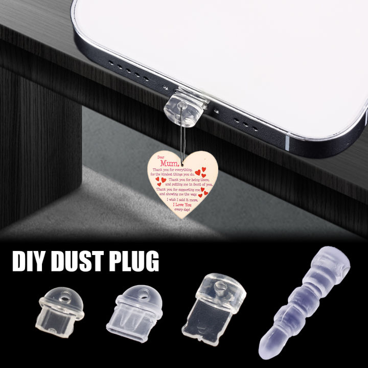 5pcs DIY Transparent Dust Plug Charging Port 3.5mm Headphone Jack Dust ...