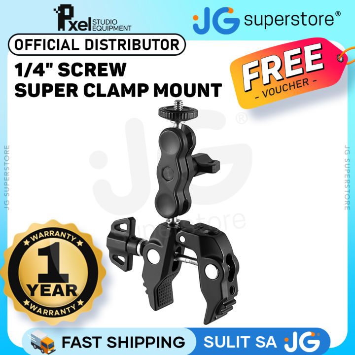 Pxel Aluminum Super Clamp Mount with 1/4" Screw Dual Ball Heads 360 ...