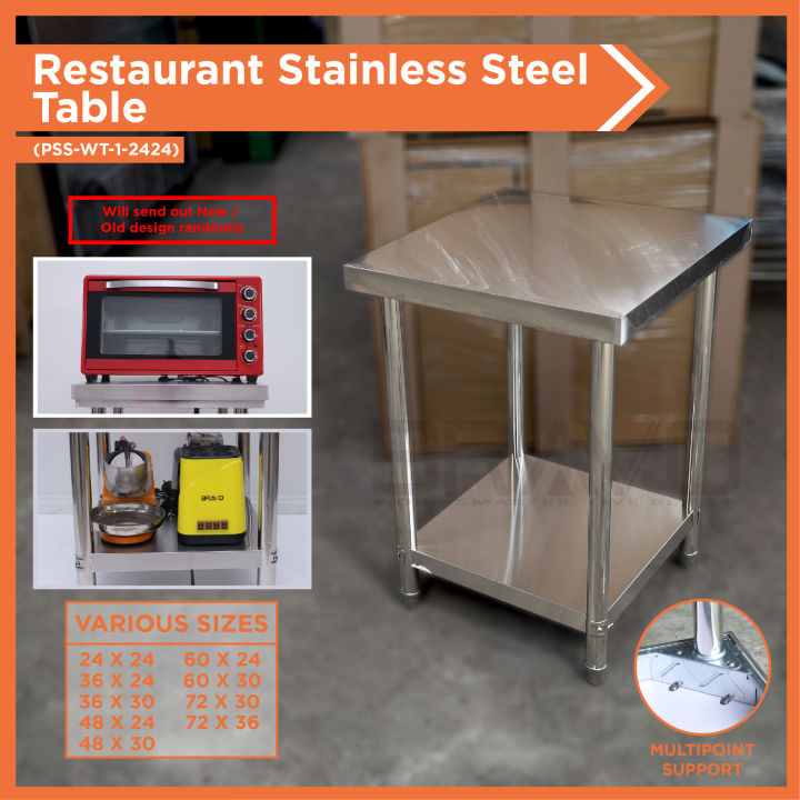 BRAVO [2 Layer 24x24 Inch] 2FT Stainless Steel Table Kitchen Meja Steel ...