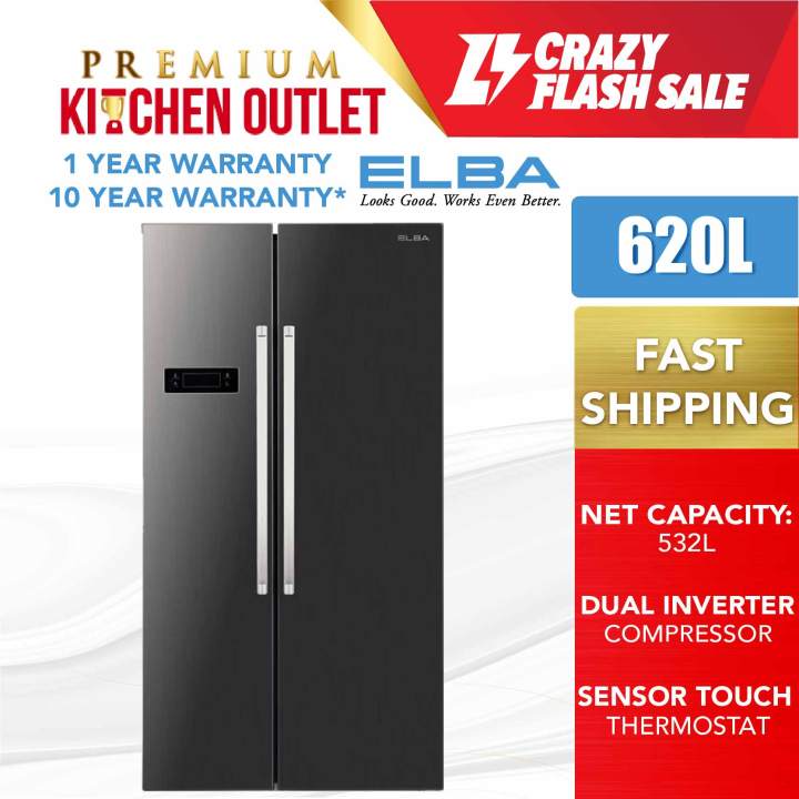 Elba 620L Inverter Side By Side Refrigerator ESR-K6260D(SV) | Movable ...