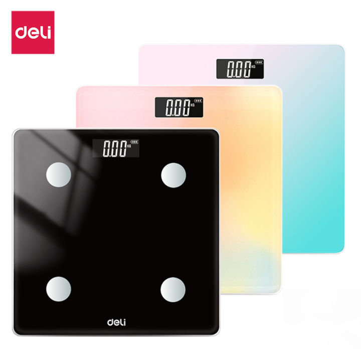 Deli เครื่องชั่งน้ำหนักดิจิตอล LCD แสดงน้ำหนัก 5-180 กก. พร้อมเครื่อง ...