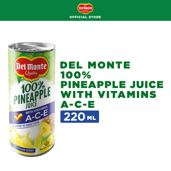 DEL MONTE 100% Pineapple Juice with Vitamin A-C-E to Support the Immune ...