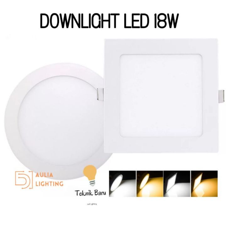 Lampu Downlight LED Panel 3W 6W 12W 18W 24W Inbow Kotak Bulat 220v Hias ...