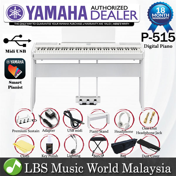 Yamaha P-515 88 Key Digital Piano Deluxe Package Electric Keyboard ...