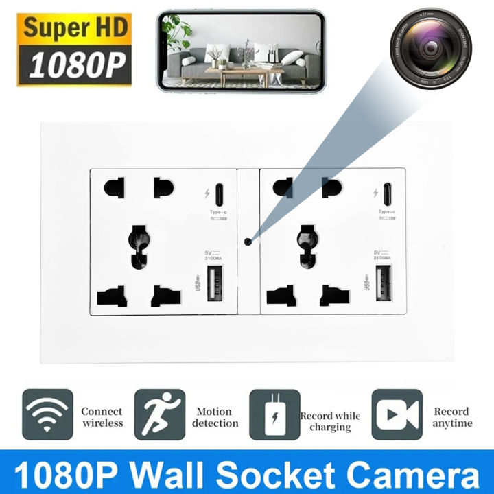 3Tech mall Wall Outlet EU/US Plug 1080P HD WiFi Camera Security Camera ...