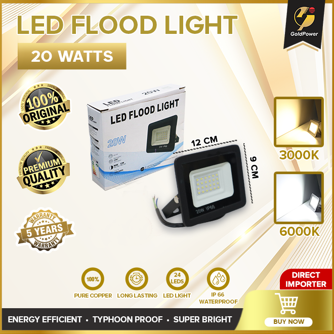 GoldPower LED Flood Light (20 Watts 24 LED) / Waterproof / Heavy Duty ...