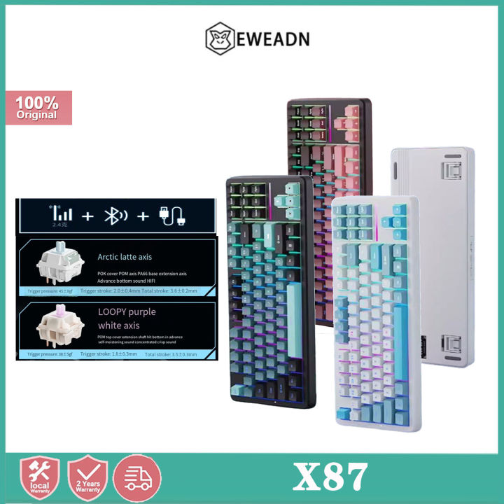 Eweadn X87 mechanical keyboard, Bluetooth, wireless peripherals with three modes, 2.4G, built-in ...