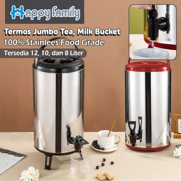 Happy Family Milk Tea Bucket Jumbo Termos Air Teh Kopi 8L,10L,12L, / Termos Air Minuman Dengan ...