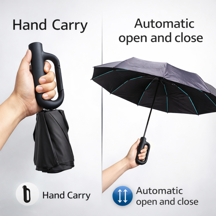 BrandNew One-Touch Automatic Compact Umbrella – Windproof & Water ...