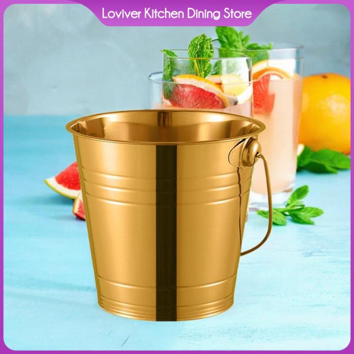 Loviver Portable Ice Bucket Beer Bucket Metal Beverage Tub Snack Bucket ...