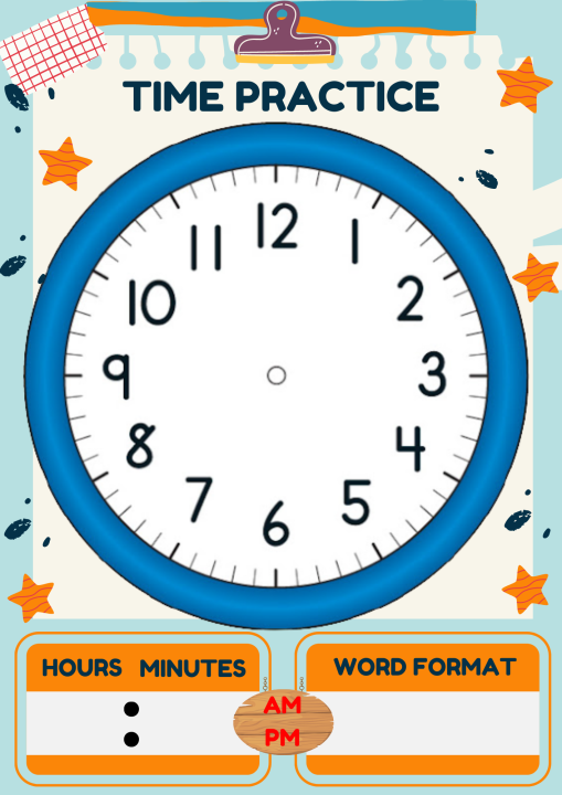 Elzanco Reusable Fun Clock Learning Practice Laminated Chart A4 Size ...