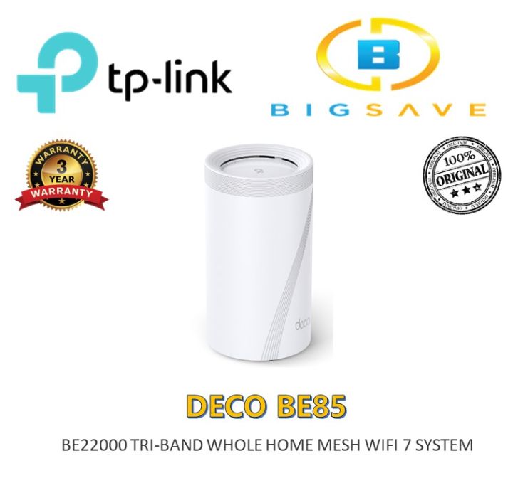 TP-LINK DECO BE85 BE22000 TRI-BAND WHOLE HOME MESH WIFI 7 SYSTEM | Lazada