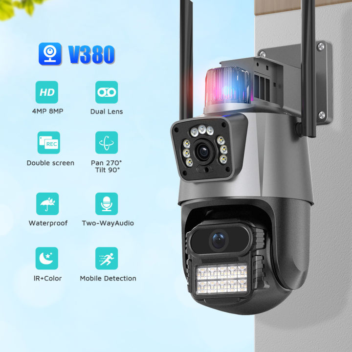 V380 PRO Q33S Dual Lens cctv camera 8MP HD 4K outdoor Waterproof Police ...
