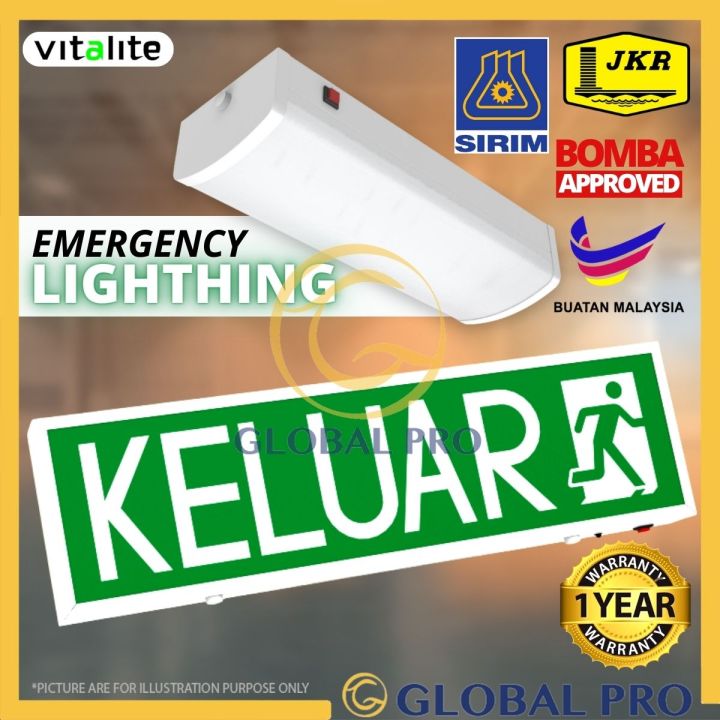 VITALITE LED Emergency Light KELUAR Sign / SURFACE Emergency Luminaire ...