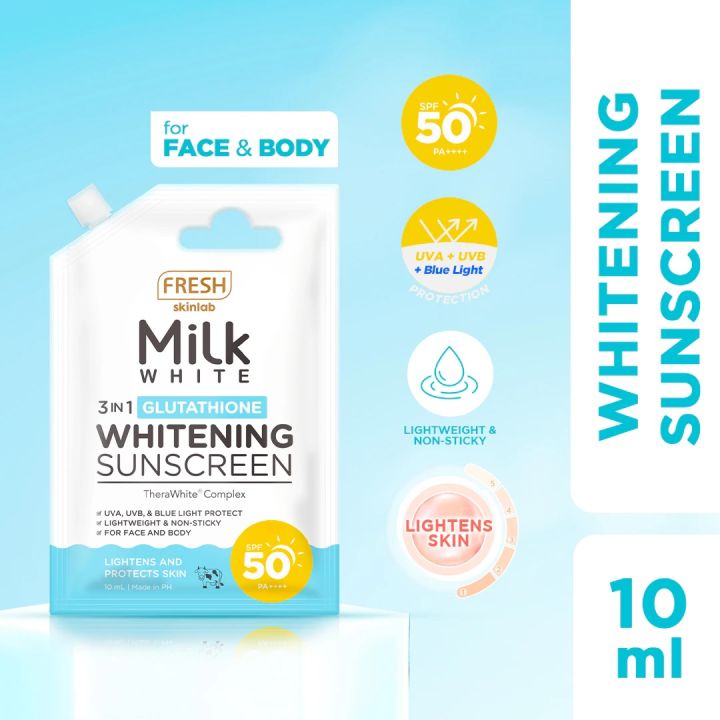 Fresh Skinlab Milk White 3in1 Glutathione Whitening Sunscreen 10mL ...