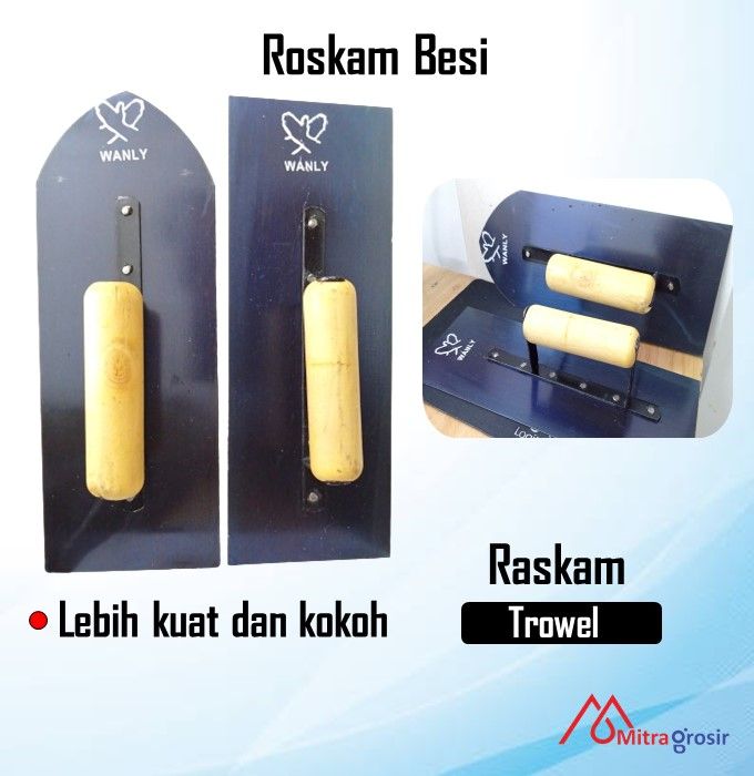 Trowel Plester Papak Cetok Semen Raskam Plat Baja / Raskam Galur Perata ...