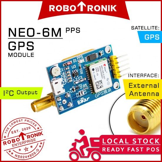 GPS Module NEO 6M with PPS (pulse per second) Signal & Ceramic Antenna ...