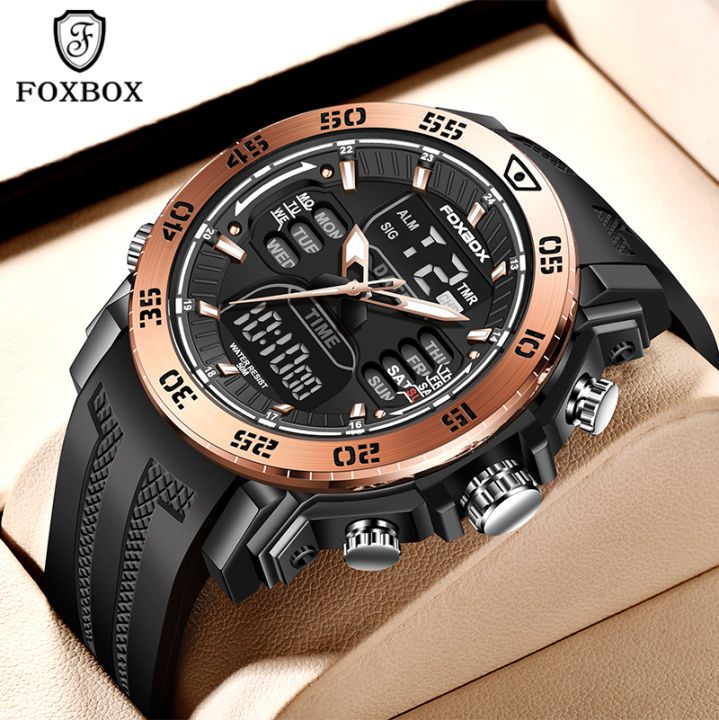 LIGE Foxbox Dual Display Men Casual Watches Waterproof Multi Function Digital Sports men watches ...