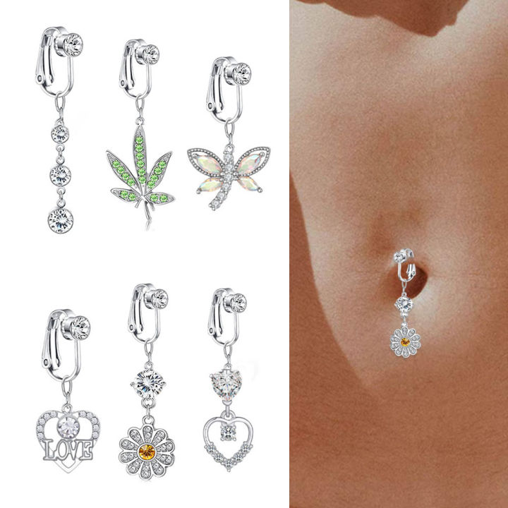 1 Pc Fake Belly Button Ring Cartilage Earring Clip Sexy Drop Dangle ...