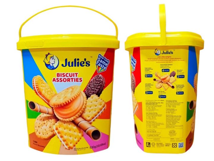 julie's biscuit assorties 530g. จูลี่ส์ บิสกิตรวมรส แบบถัง 6ชนิด 530กรัม ของขวัญปีใหม่ | Lazada ...
