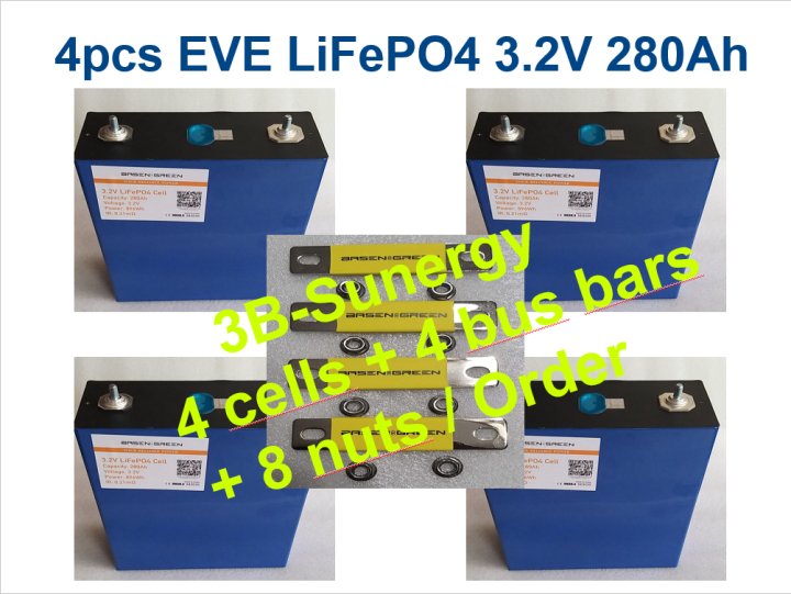 4pc EVE 280Ah LiFePO4 Prismatic Battery | 280Ah LFP | 280Ah LiFePO4 | Lithium Iron Phosphate ...