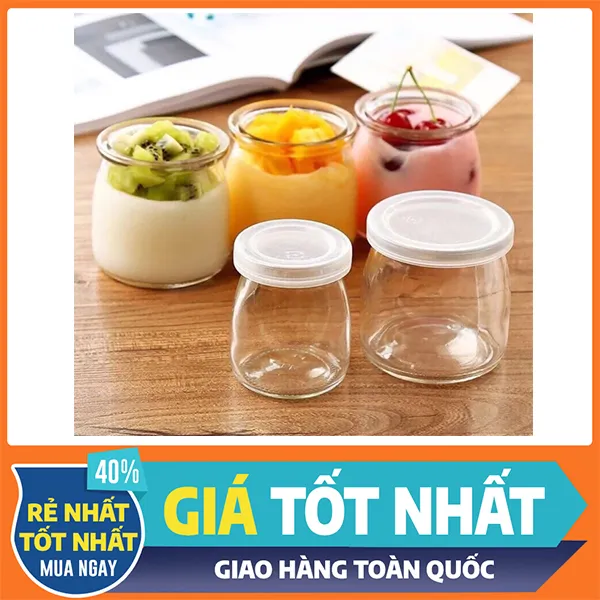 Bộ 12 hũ thủy tinh làm sữa chua 100ml , có nắp đậy, thủy tinh trong ...