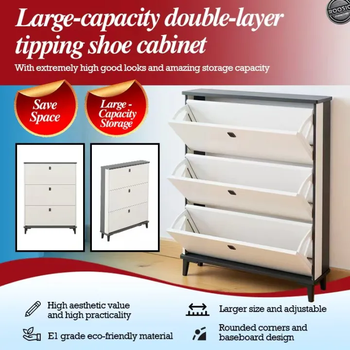 ROOSIO Furniture Flip Shoe Cabinet Shoe Rack Organizer with Cover Large ...