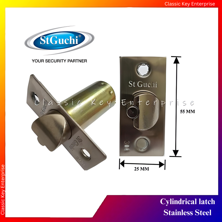ST GUCHI HEAVY DUTY CYLINDRICAL DOOR LOCK LATCH TONGUE BACKSET 70MM ...