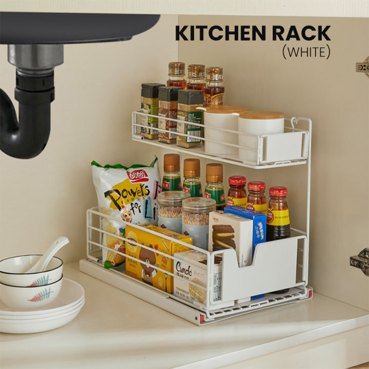 Locaupin 2 Layer High Quality Kitchen Seasoning Rack Storage Cabinet ...