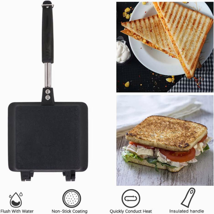 {SG} Sandwich Pan Non-Stick 3 In 1 Machine Bread Toaster Wafer Waffles ...