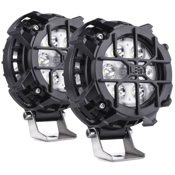 2Pcs 48W LED Spot Pods Round Work Light Bar Spot Off Road Driving Fog ...
