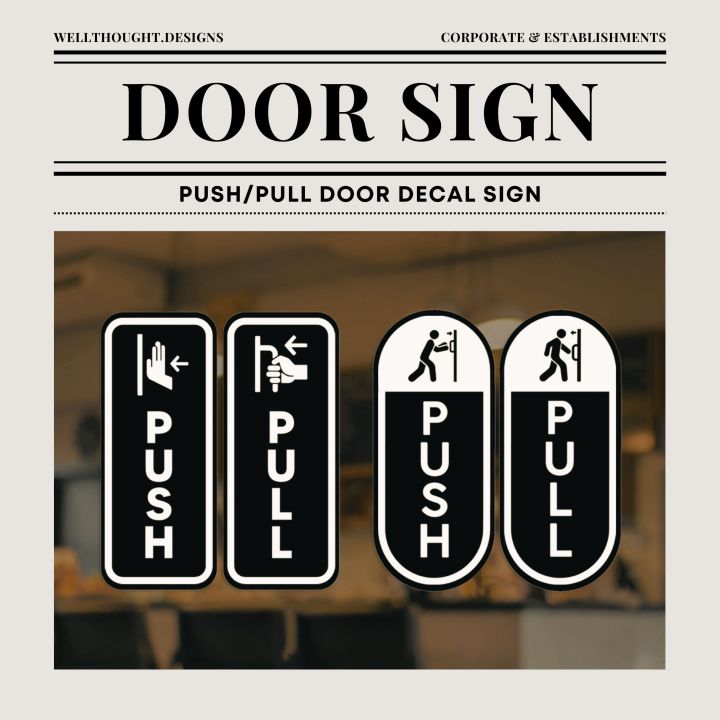 Push Pull Door Business Logo Sticker Sign Decal | Lazada PH