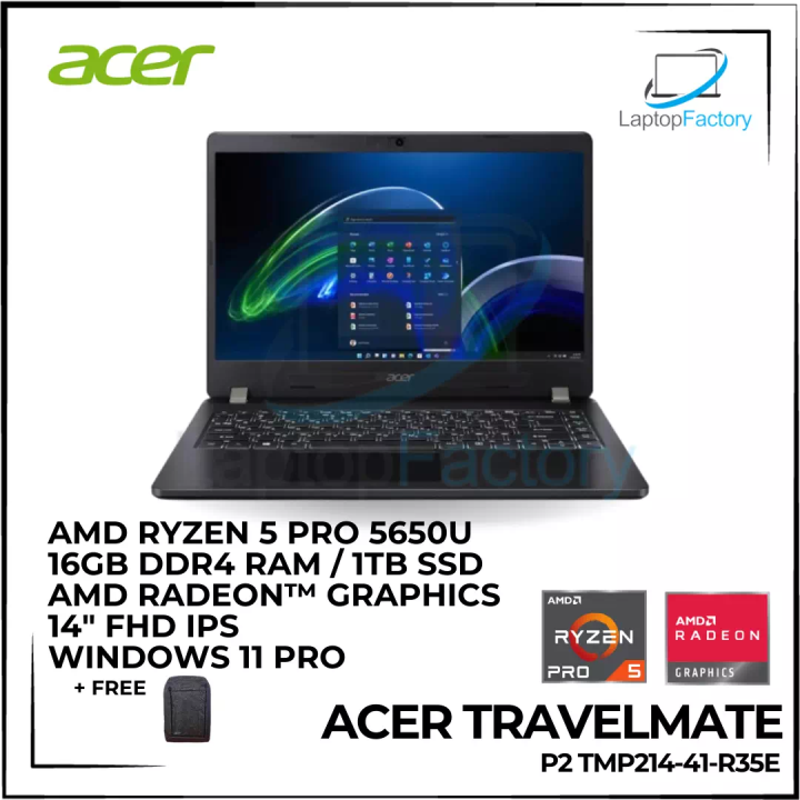 Acer TravelMate P2 TMP214-41-R35E Ryzen 5 PRO 5650U 16gb ram 1tb SSD 14" FHD IPS | Lazada PH