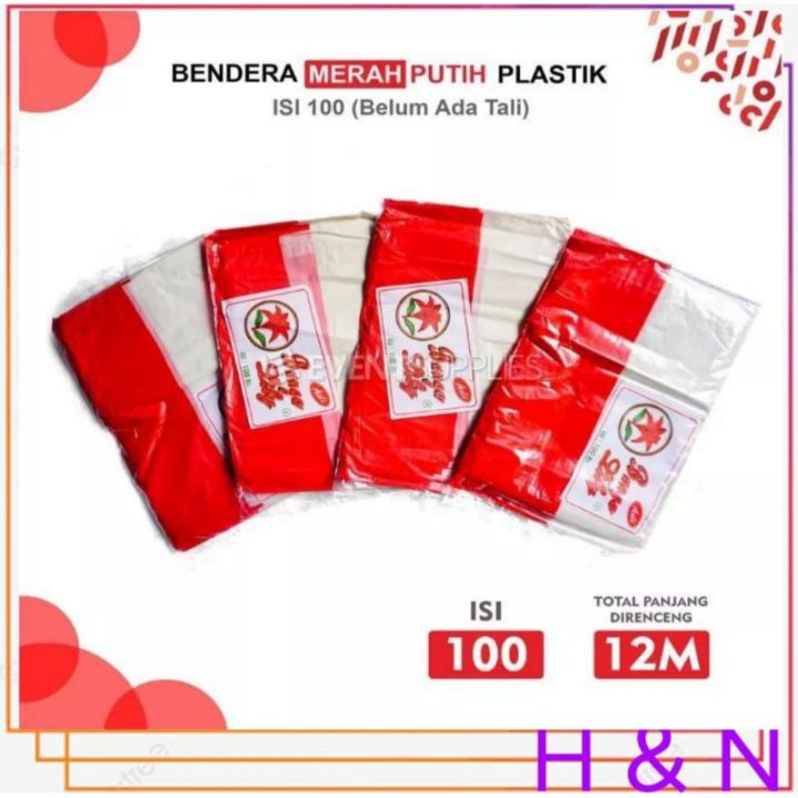 100 LEMBAR. BENDERA MERAH PUTIH PLASTIK MINI BENDERA INDONESIA | Lazada ...