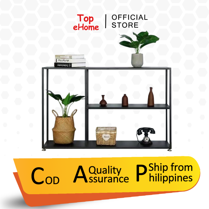 Topehome Display Rack 2 Layer Lron Storage Table Modern Console Table ...