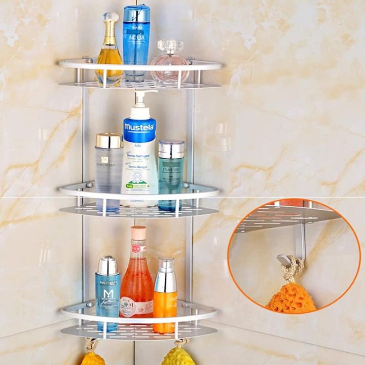 3 Layer Corner Bathroom Rack Triangular Bathroom Corner Organizer Rack ...
