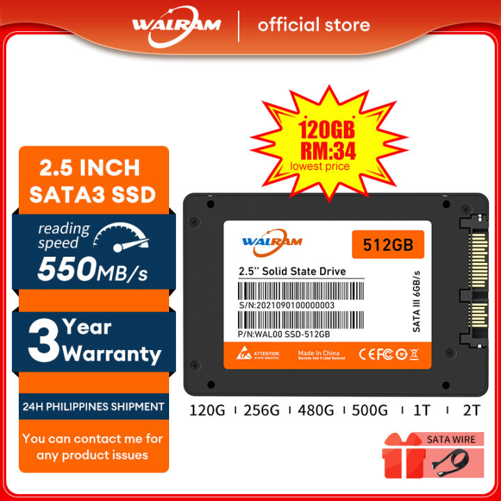 WALRAM SSD Hdd 2.5 SATA3 SSD 120GB SSd 240GB 512GB SSd 100% Genuine ...