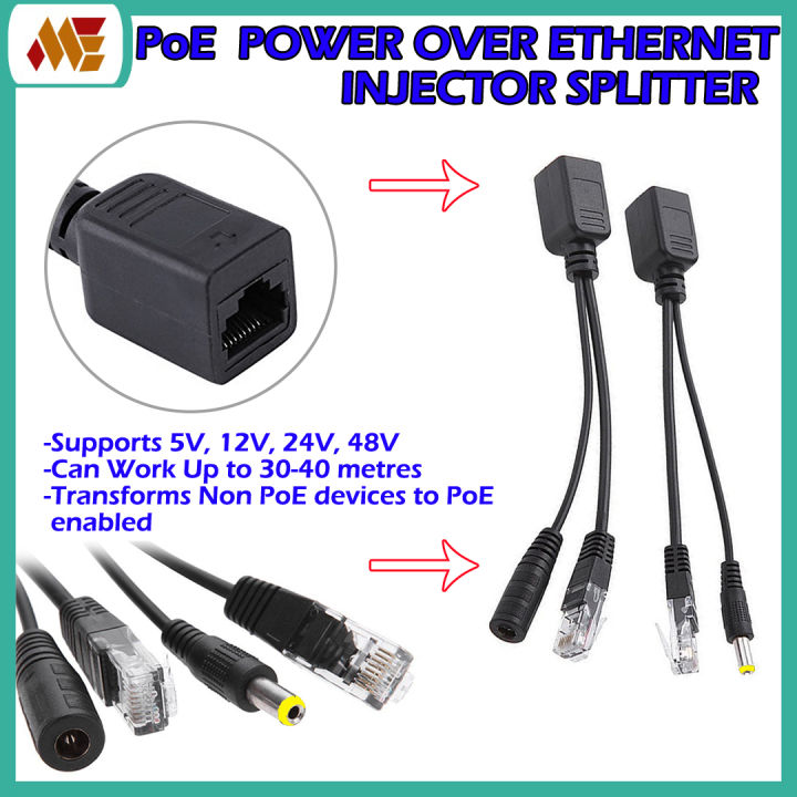 PoE Power Over Ethernet Injector Splitter Adapter Cable For DC Devices ...