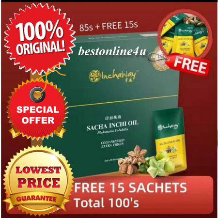ORIGINAL Inchaway SACHA INCHI OIL (3ml x 85s + FREE 15 sachets = 100 ...