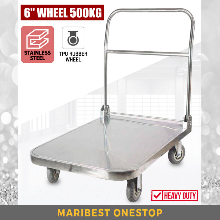 500kg STAINLESS STEEL FOLDABLE TROLLEY Platform Hand Truck Trolley ...