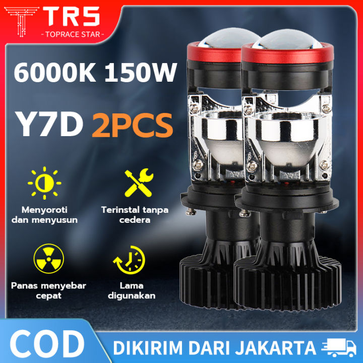 2Pcs Lampu Led Mobil Motor Mini Projector H4 Projie Y7D Y13 Y14 Y15 ...