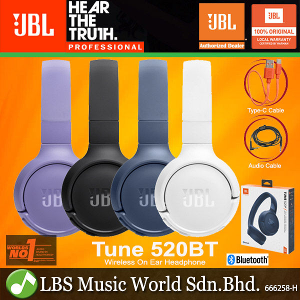 JBL Tune 520BT Wireless On Ear Headphones with Built-in Microphone and Bluetooth (520 BT) | Lazada