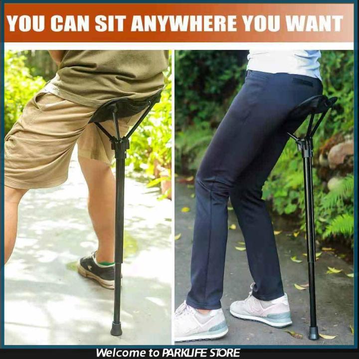 Portable Black Stool STICK WITH RUBBER FERRULE Walking (F) Folding ...